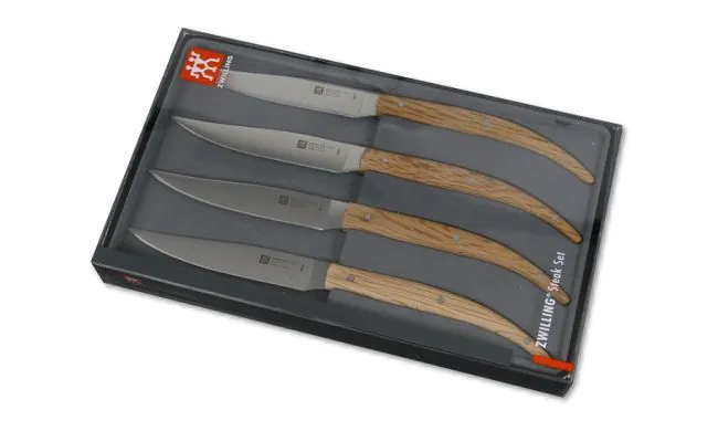 Zwilling Steakmesserset Eiche 4 teilig